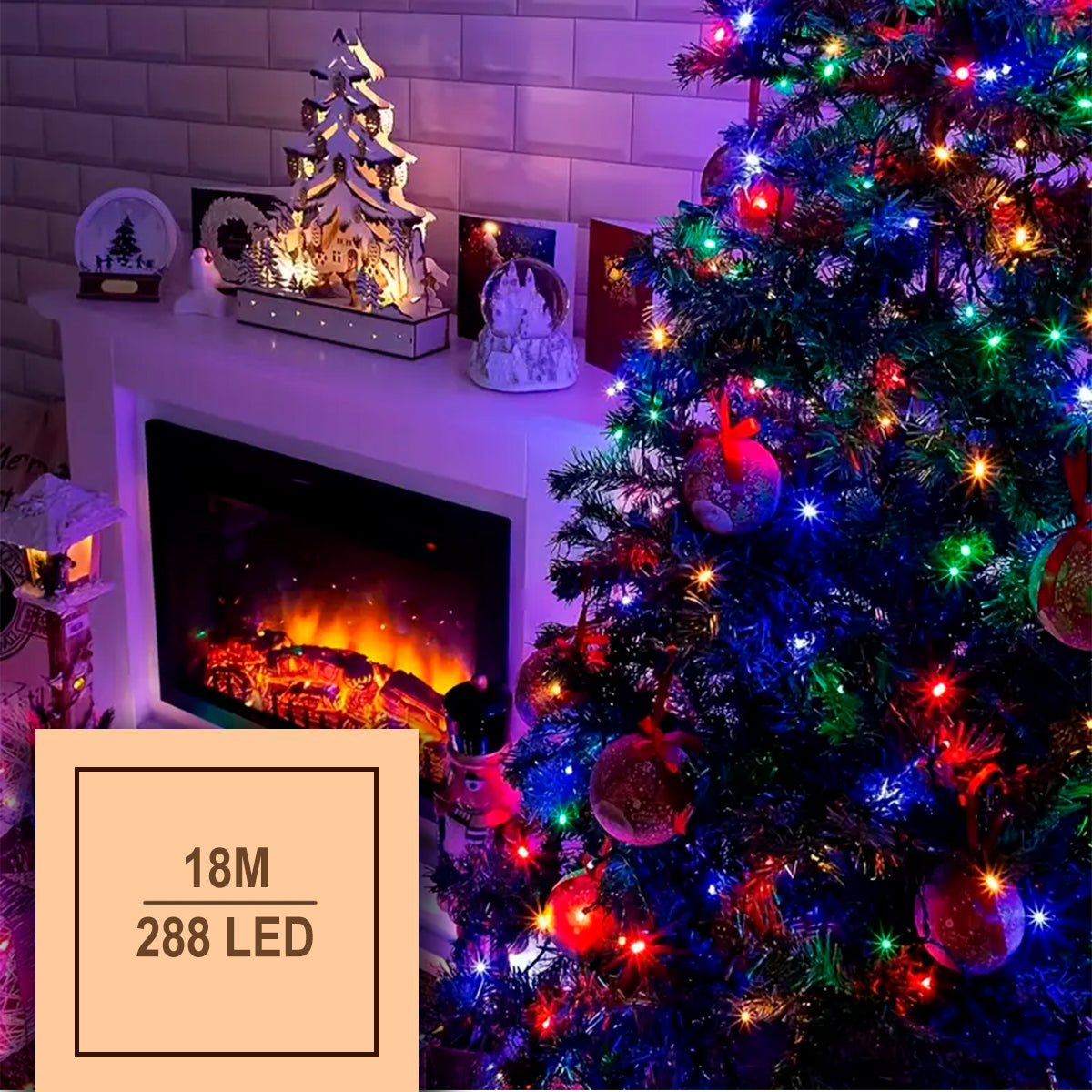 Extensión Lineal Luces LED 18 Metros 288 LED Navideñas Cable Verde 146 ...