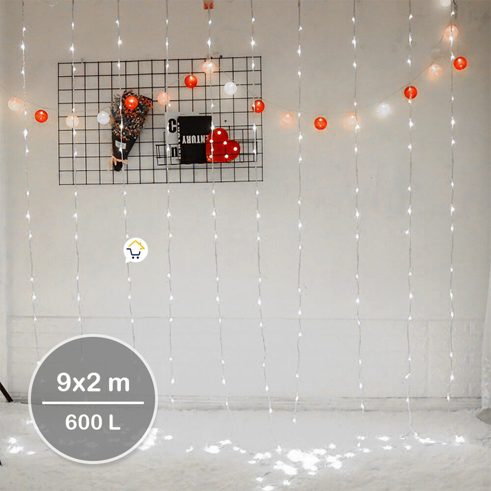Luz Cascada 9x2 Metros 600 Led Luces Navidad Blanca 600ledb Cómpralo