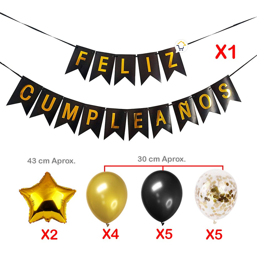 Kit Decoración Feliz Cumpleaños Globos y Guirnalda Letrero OE139 – Cómpralo en casa